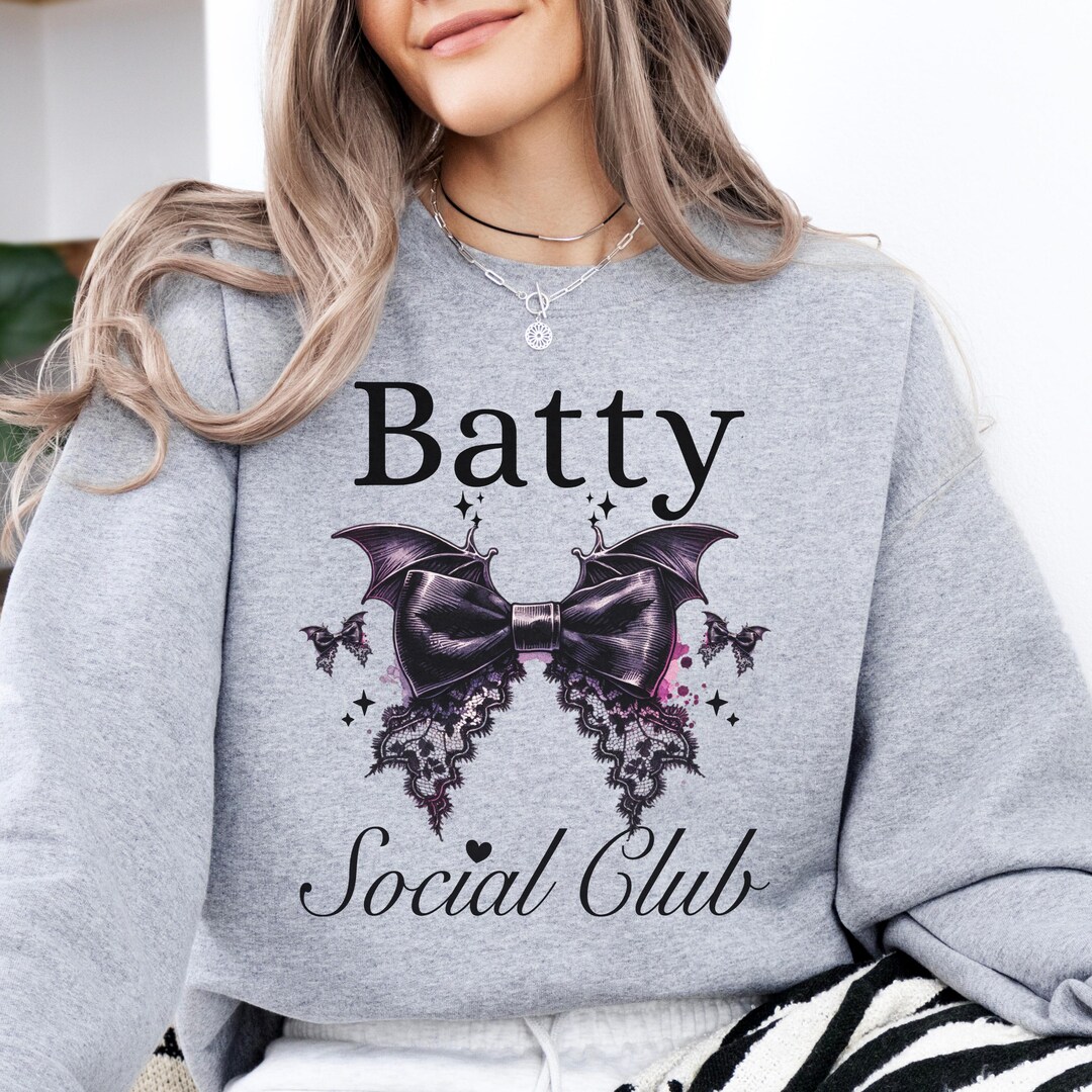 Halloween Coquette Bow Sweatshirt, Batty Social Club, Pastel Goth ...