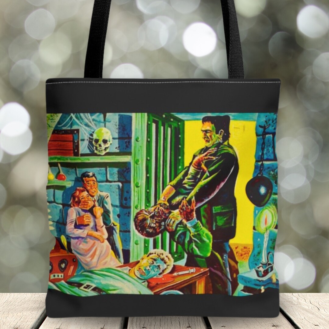 Vintage Comic Style Frankenstein Tote Bag, Classic Monster, Horror ...