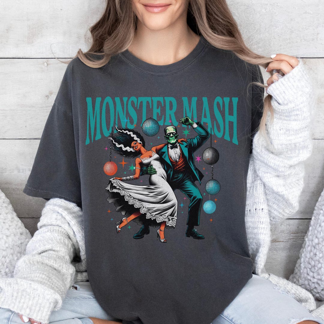 Monster Mash Frankenstein and Bride Tee, Comfort Colors, Goth Shirt ...