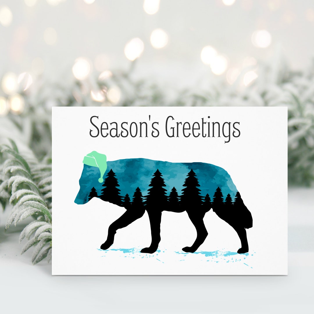 Beautiful Wolf Christmas Cards, Set of 10+, Holiday Cards, Greeting ...