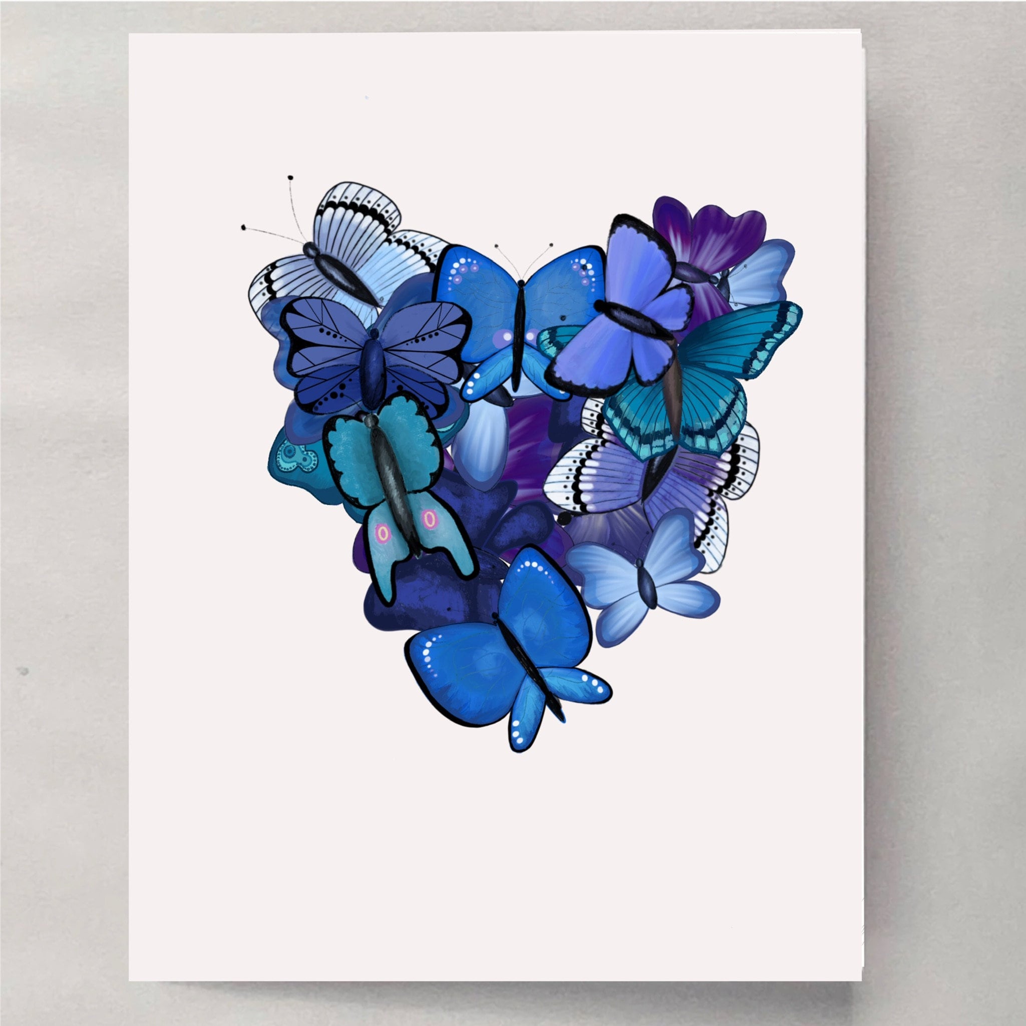 Vintage Butterflies, Blue Butterfly Note Cards, Blue, Butterfly Art ...