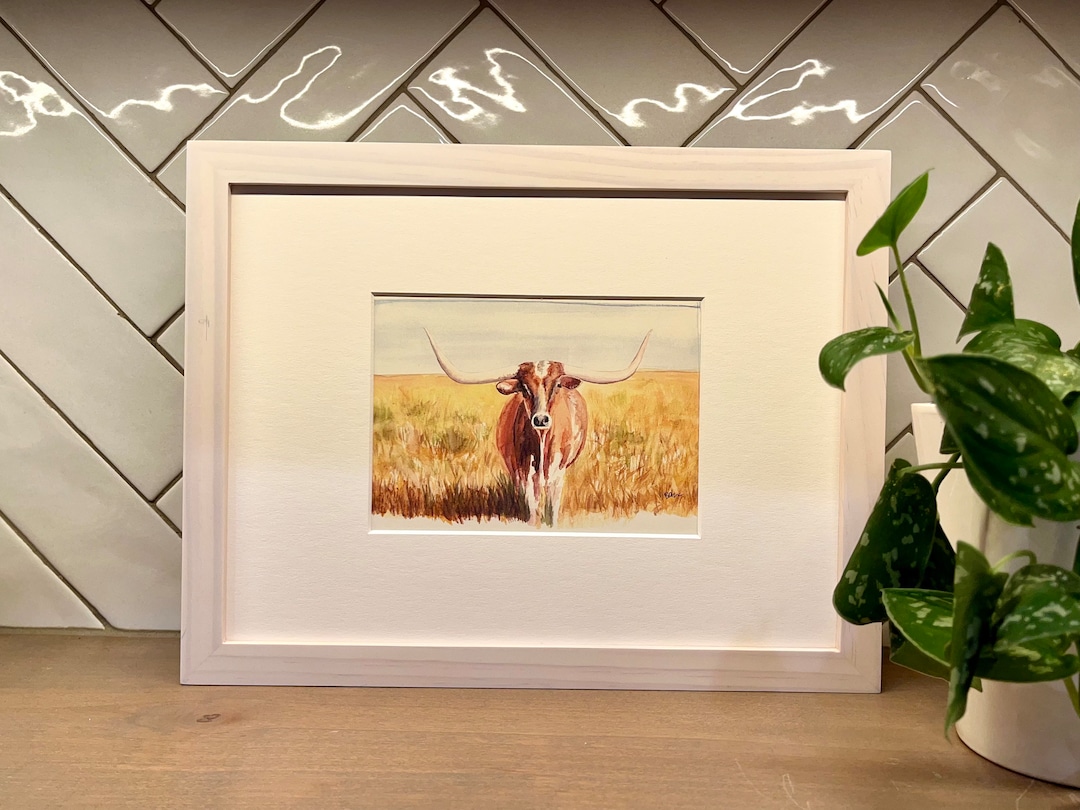 Longhorn Art, Art for Office, Fathers Day Gift, Western Print, Office ...