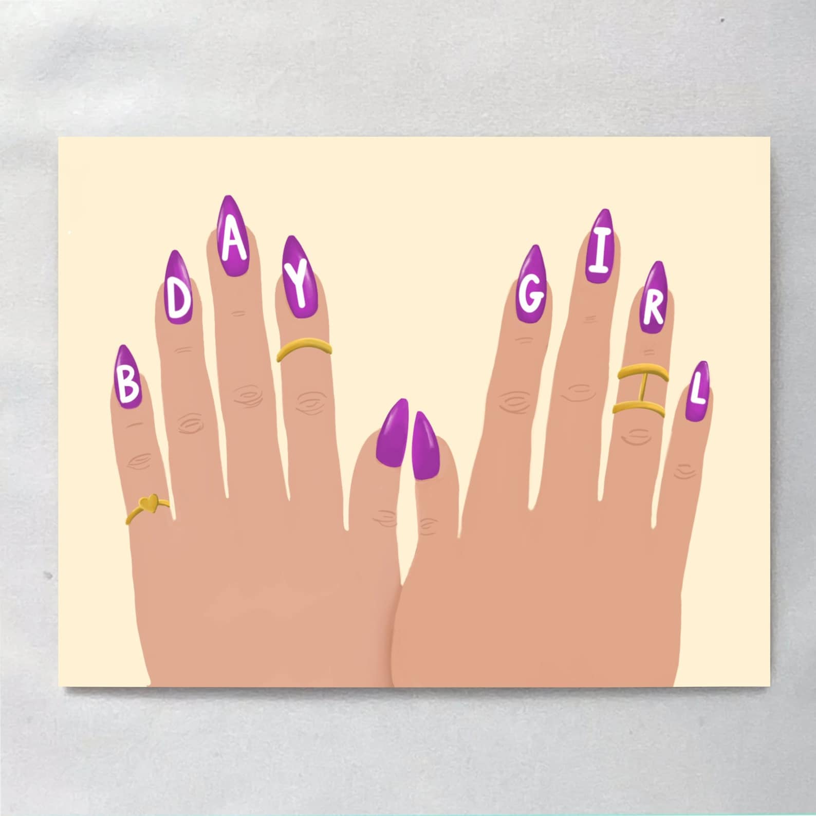 Birthday Nails Card, Happy Birthday Fingernails, Manicure Birthday Card ...
