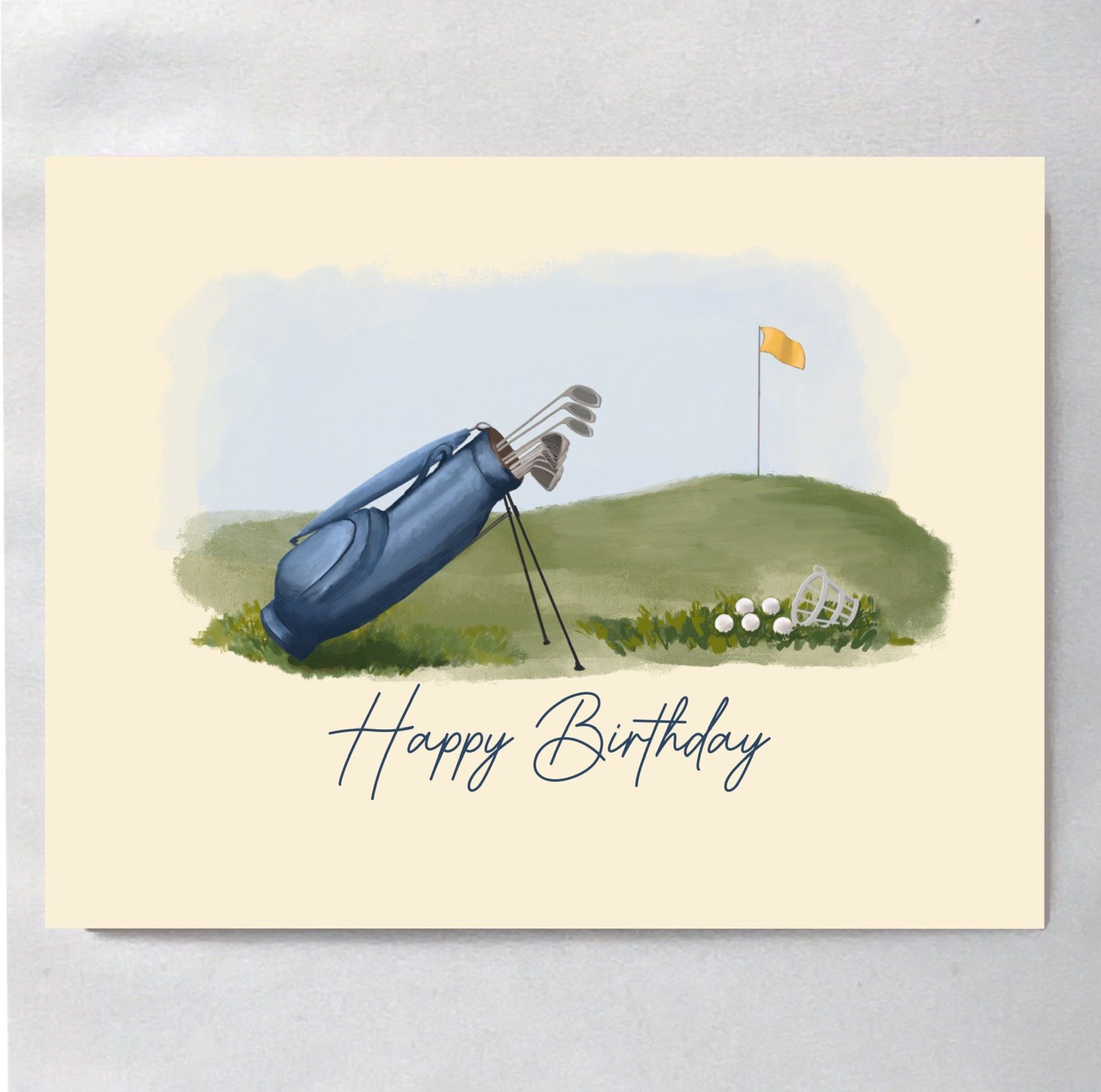 Golf Bag Birthday Card, Happy Birthday Golf Card, Golfing Greeting Card ...