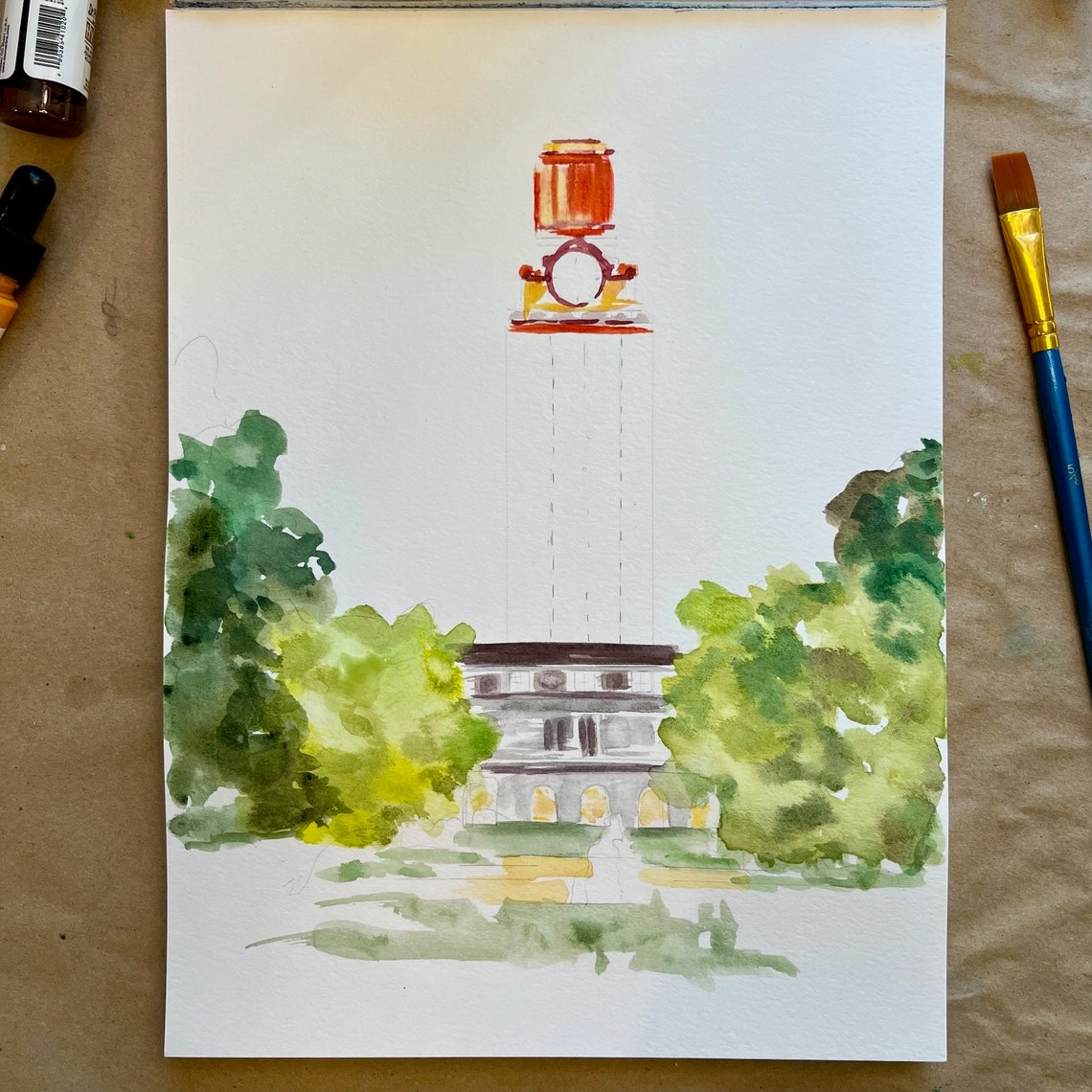UT Tower Watercolor Art Print, University of Texas Gift - Etsy