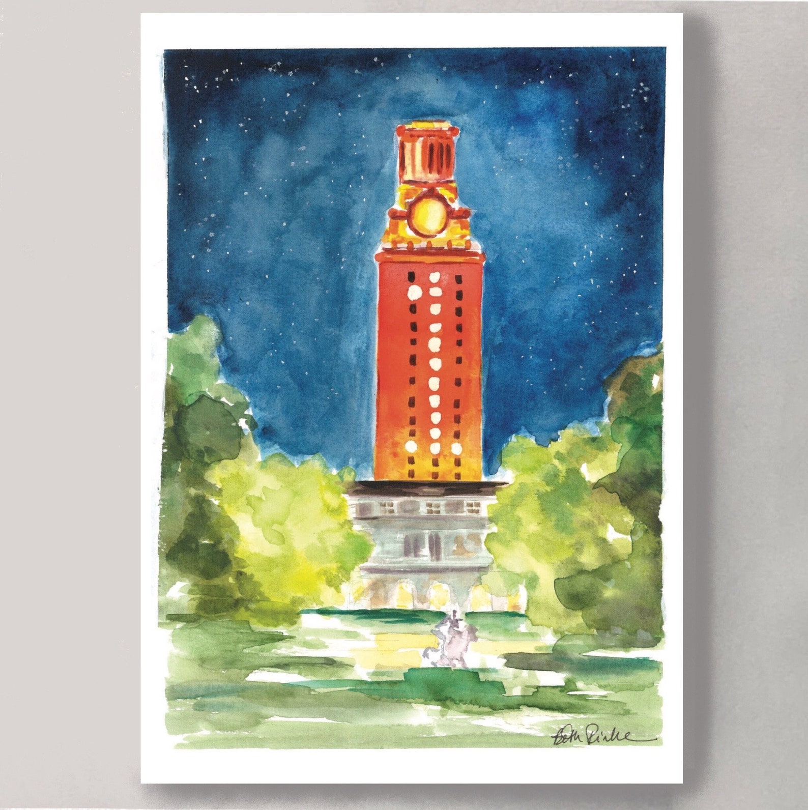 UT Tower Watercolor Art Print, University of Texas Gift - Etsy