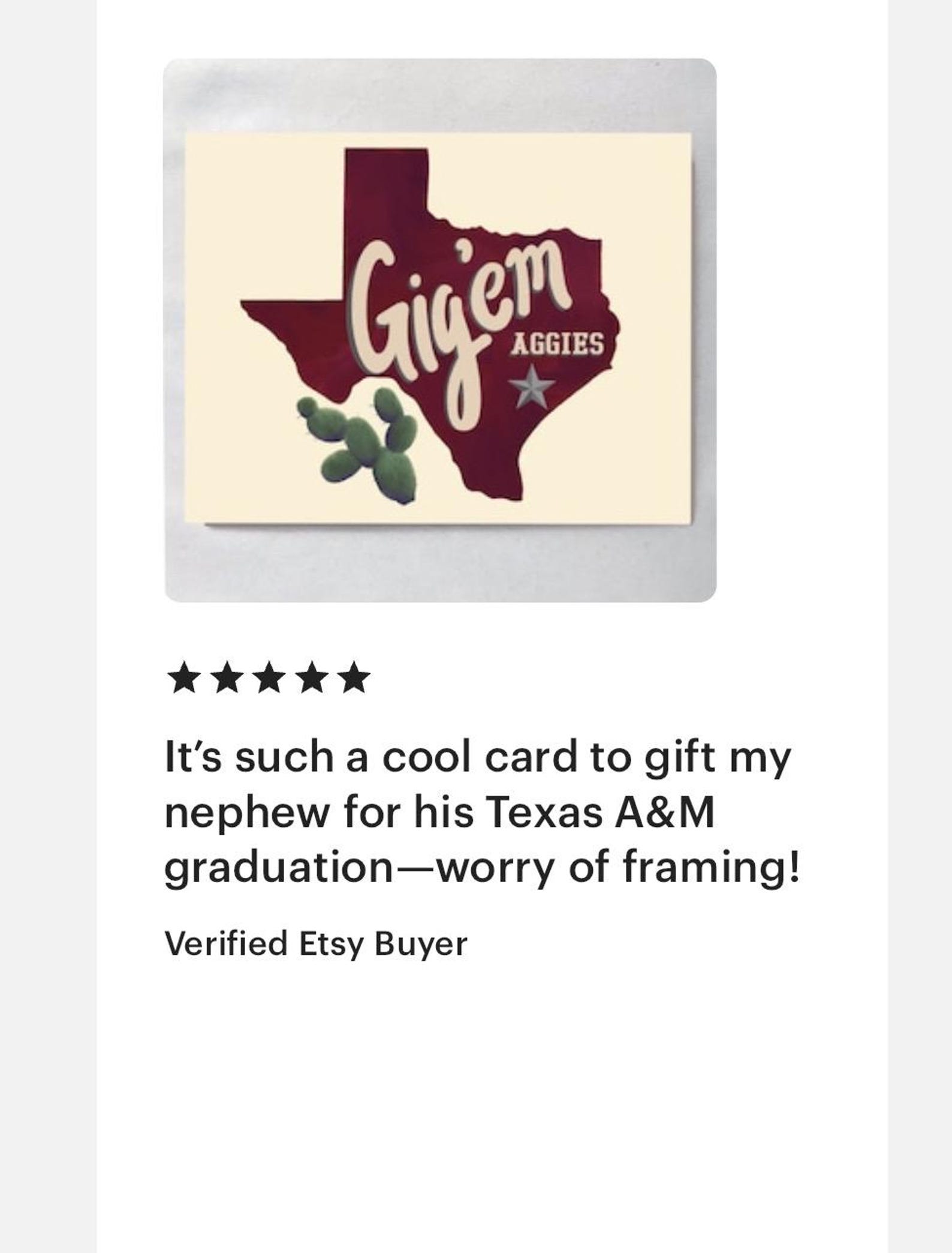 Gig' Em Card, A&M Aggie Greeting Card, Texas Maroon Note Card, State of ...