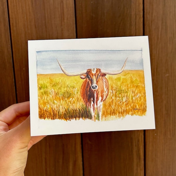 Texas Longhorn Card - Etsy