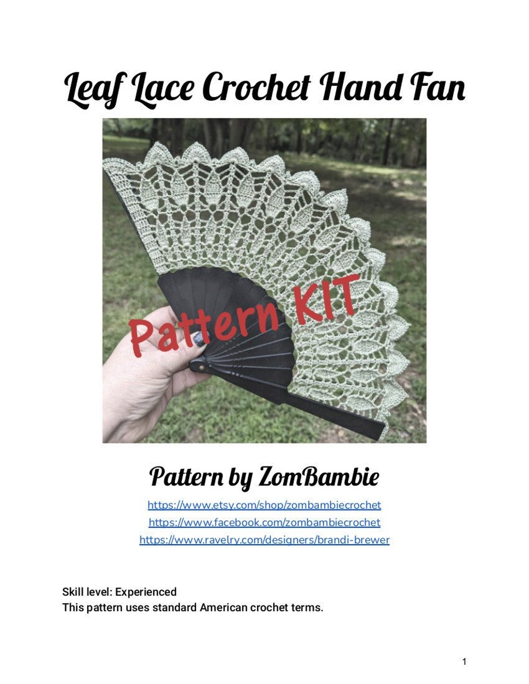 Leaf Lace Crochet Hand Fan Kit - Crochet Kit - Hand Fan - Crochet Fan ...