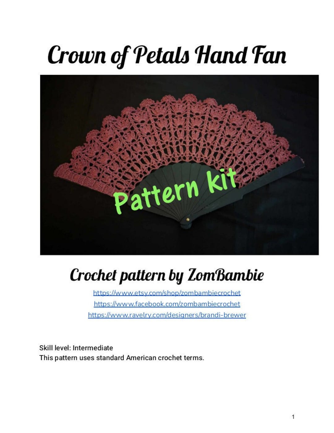 Crown of Petals Crochet Hand Fan Kit - Crochet Kit - Hand Fan - Crochet ...