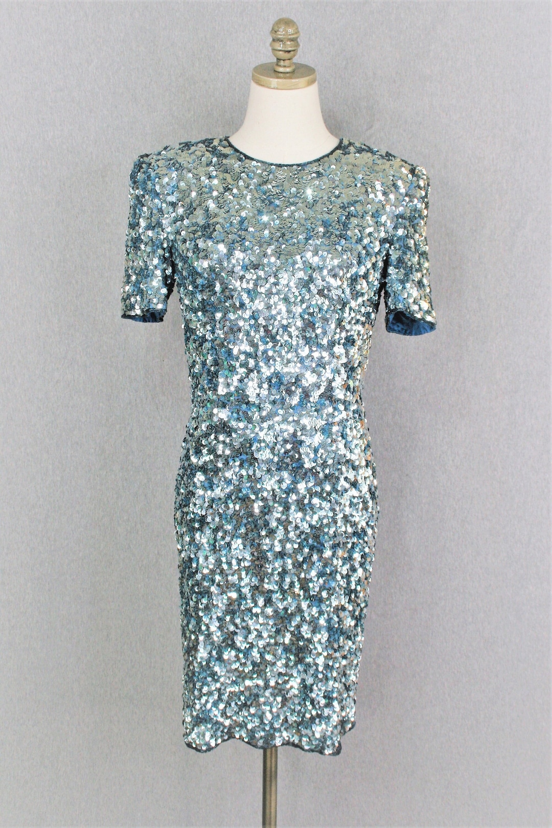 Blue - Sequined Cocktail Dress - Wedding Guest - Party Dress - by ...