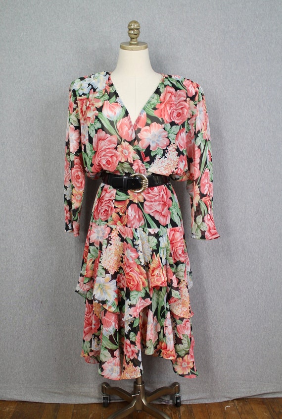 1980s, 1990s - Fit and Flare Dress - by PHOEBE - Rose… - Gem