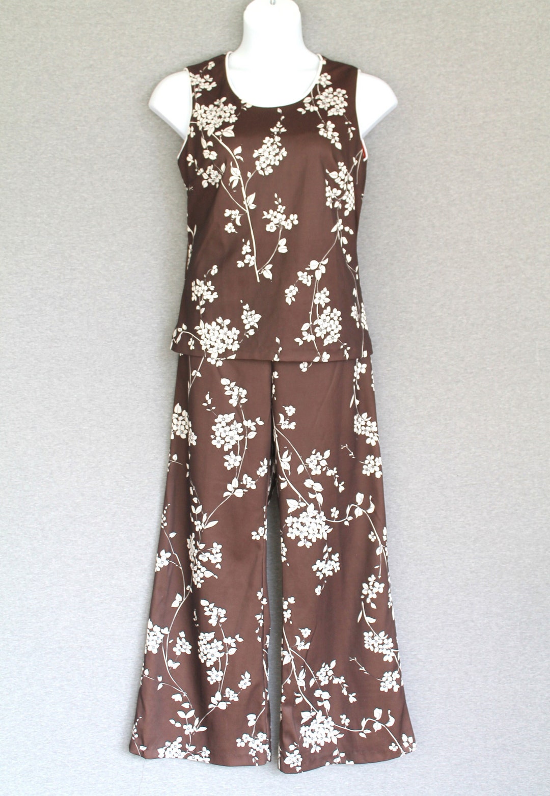 1960-70s - Mod - Brown Asian Print - Two-piece - Palazzo Pant Set - by ...