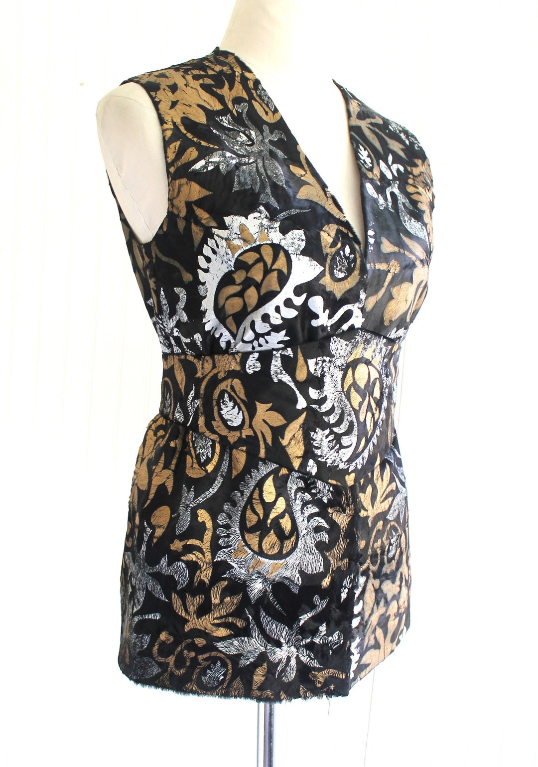 1980s - Revillon - Avant Garde - Screen Painted - Fur Vest - Metallic ...