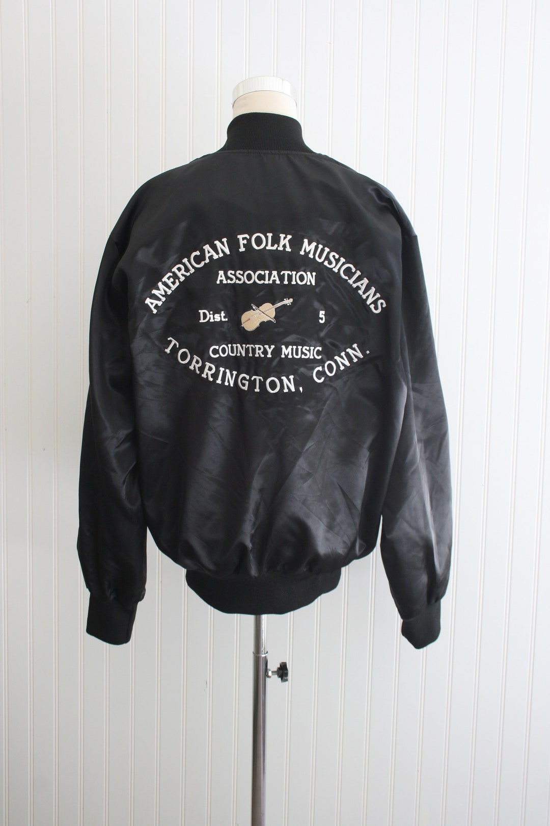 1980s - Satin Bomber Jacket - Am. Folk Musicians Assoc. - by Holloway ...