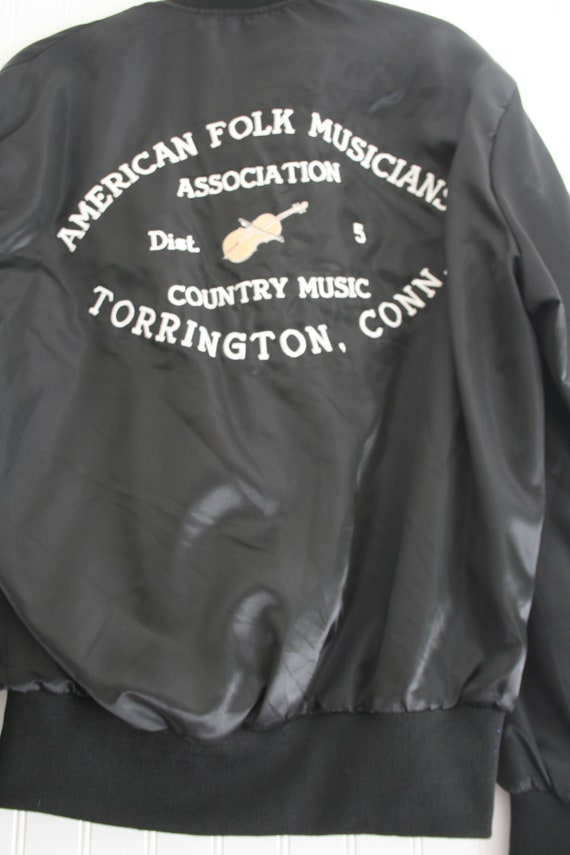 1980s - Satin Bomber Jacket - Am. Folk Musicians Asso… - Gem