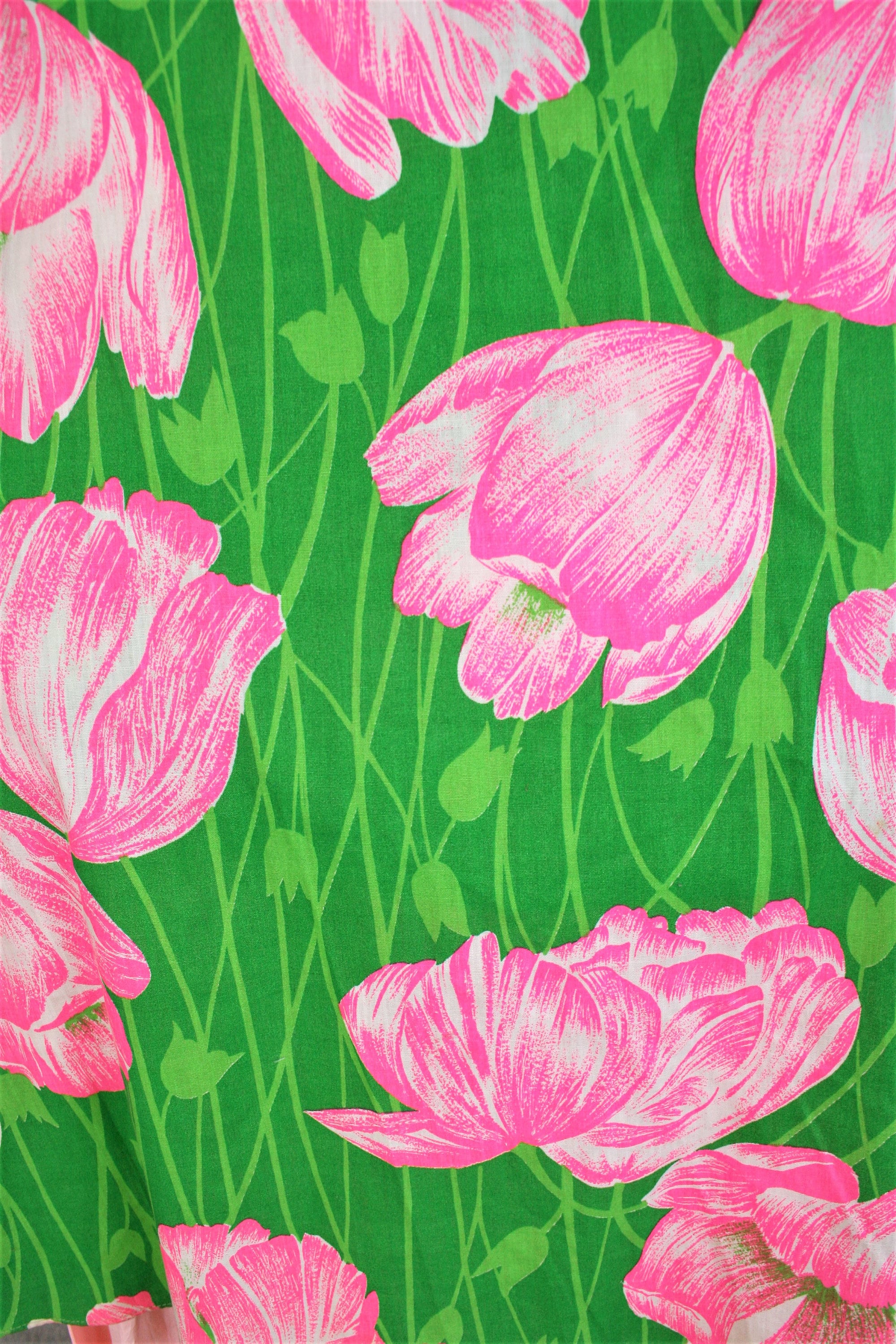1970s - Pink /green - Floral Party Dress - by David Morris - Estimated ...