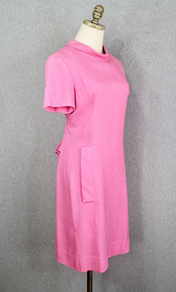 1950s 1960s - Bubblegum Pink Linen Midi Dress - Wilsh… - Gem