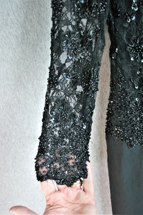 1990s, Demure Black Beaded, Cocktail Gown, by Judith … - Gem