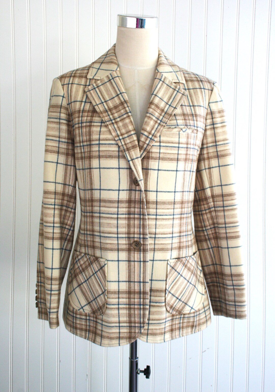 Pendleton - Young Pendleton - Wool Blazer - Blue /brown/winter White ...