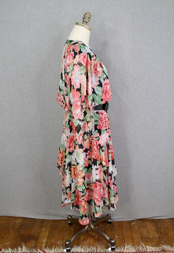 1980s, 1990s - Fit and Flare Dress - by PHOEBE - Rose… - Gem