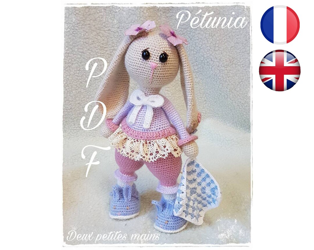 Pattern Tutorial Hook Petunia-rabbit-amigurumi French English - Etsy