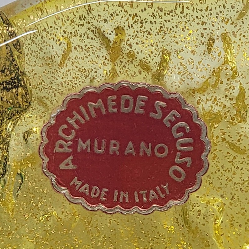 Archimede Seguso Murano Art Glass Lemon Bowl Yellow Green With Gold ...