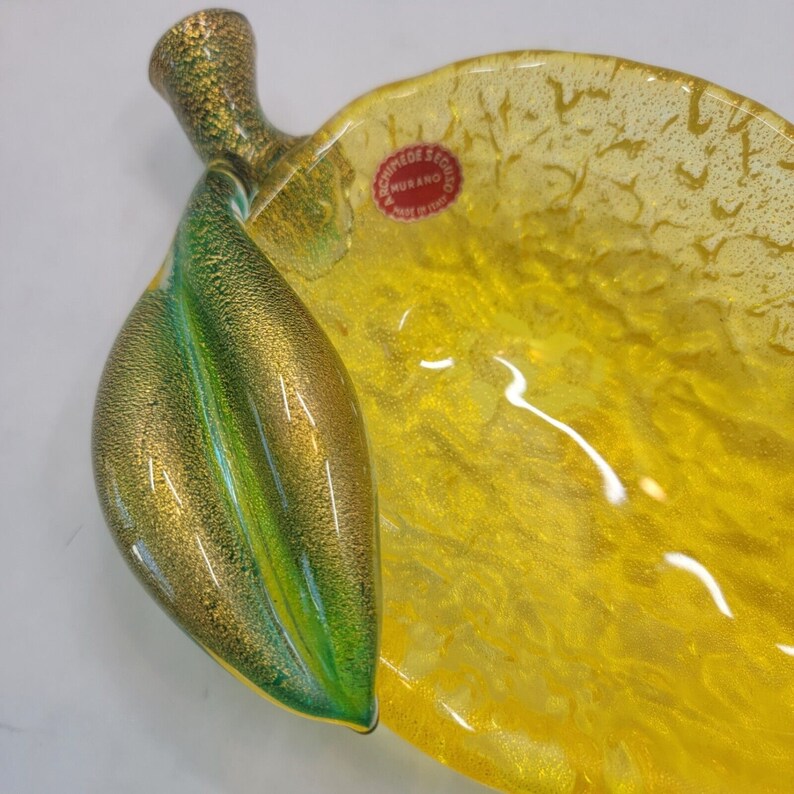 Archimede Seguso Murano Art Glass Lemon Bowl Yellow Green With Gold ...