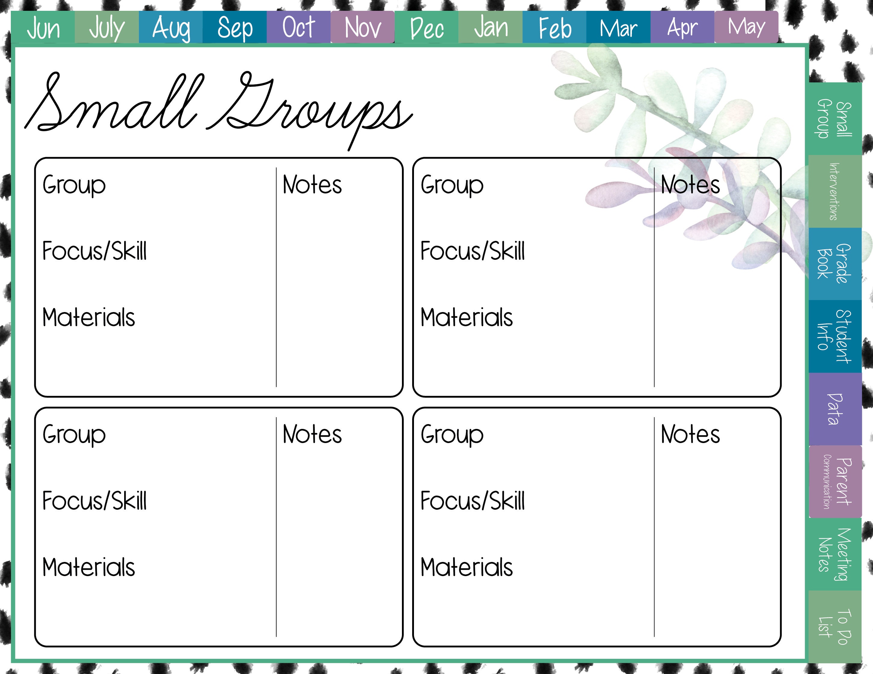 Succulent and Dots Modern Teacher Planner Digital and Print - Etsy