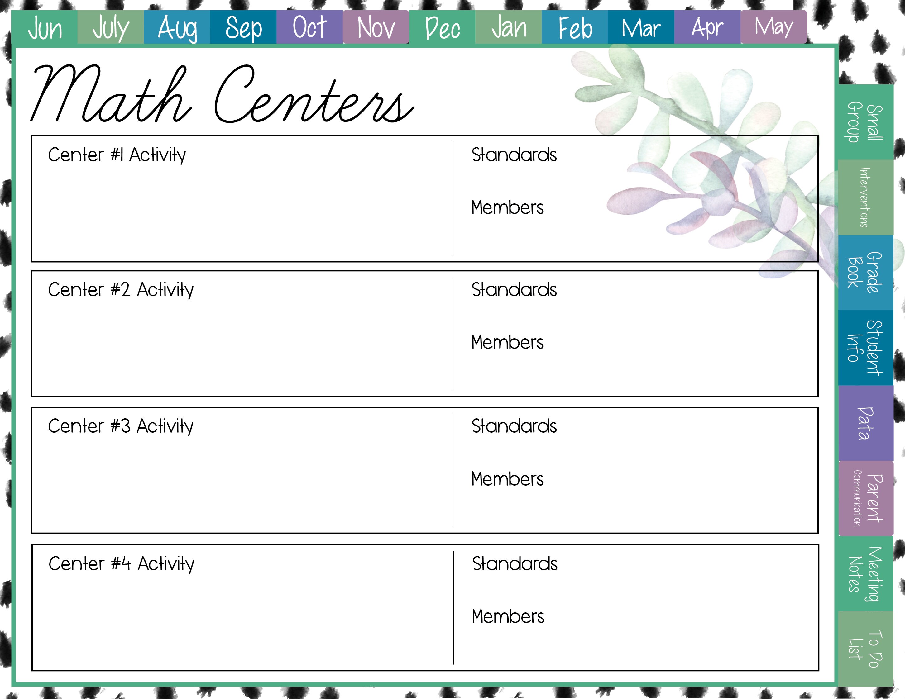 Succulent and Dots Modern Teacher Planner Digital and Print - Etsy