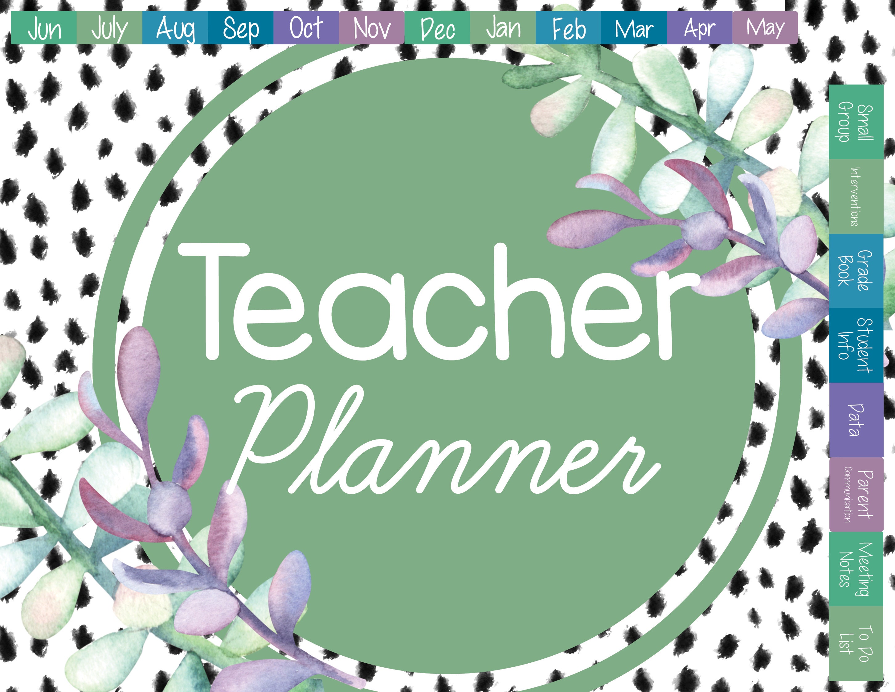 Succulent and Dots Modern Teacher Planner Digital and Print - Etsy