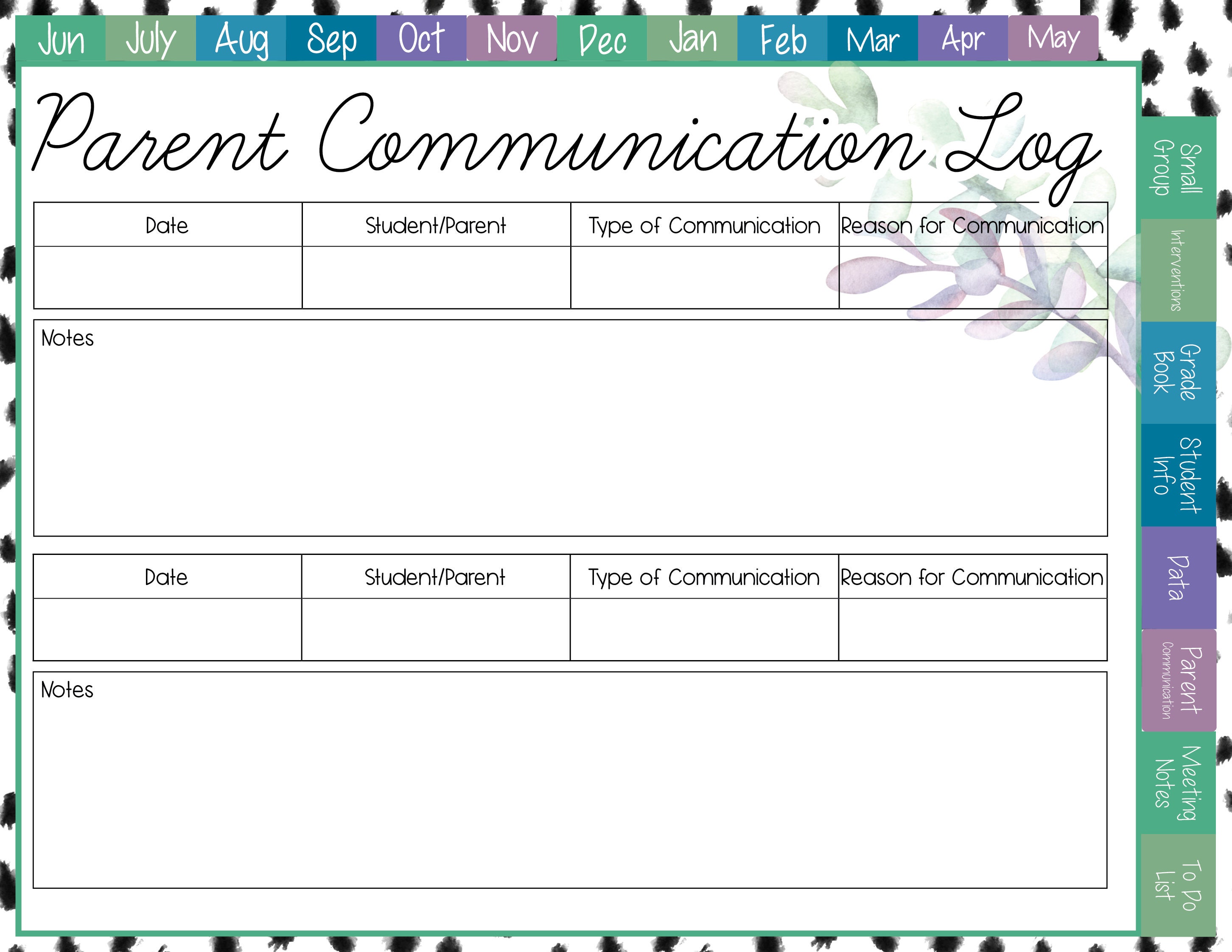 Succulent and Dots Modern Teacher Planner Digital and Print - Etsy