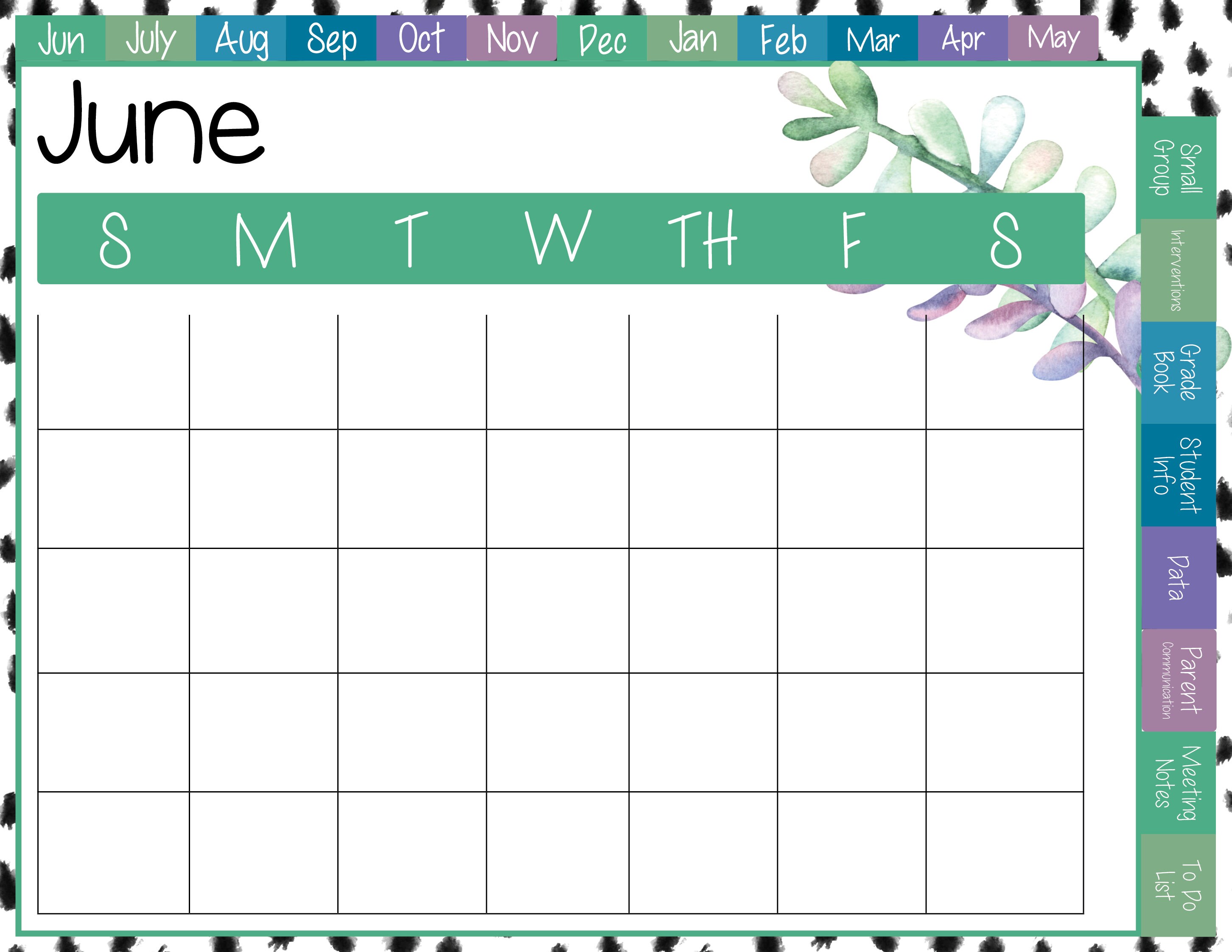 Succulent and Dots Modern Teacher Planner Digital and Print - Etsy