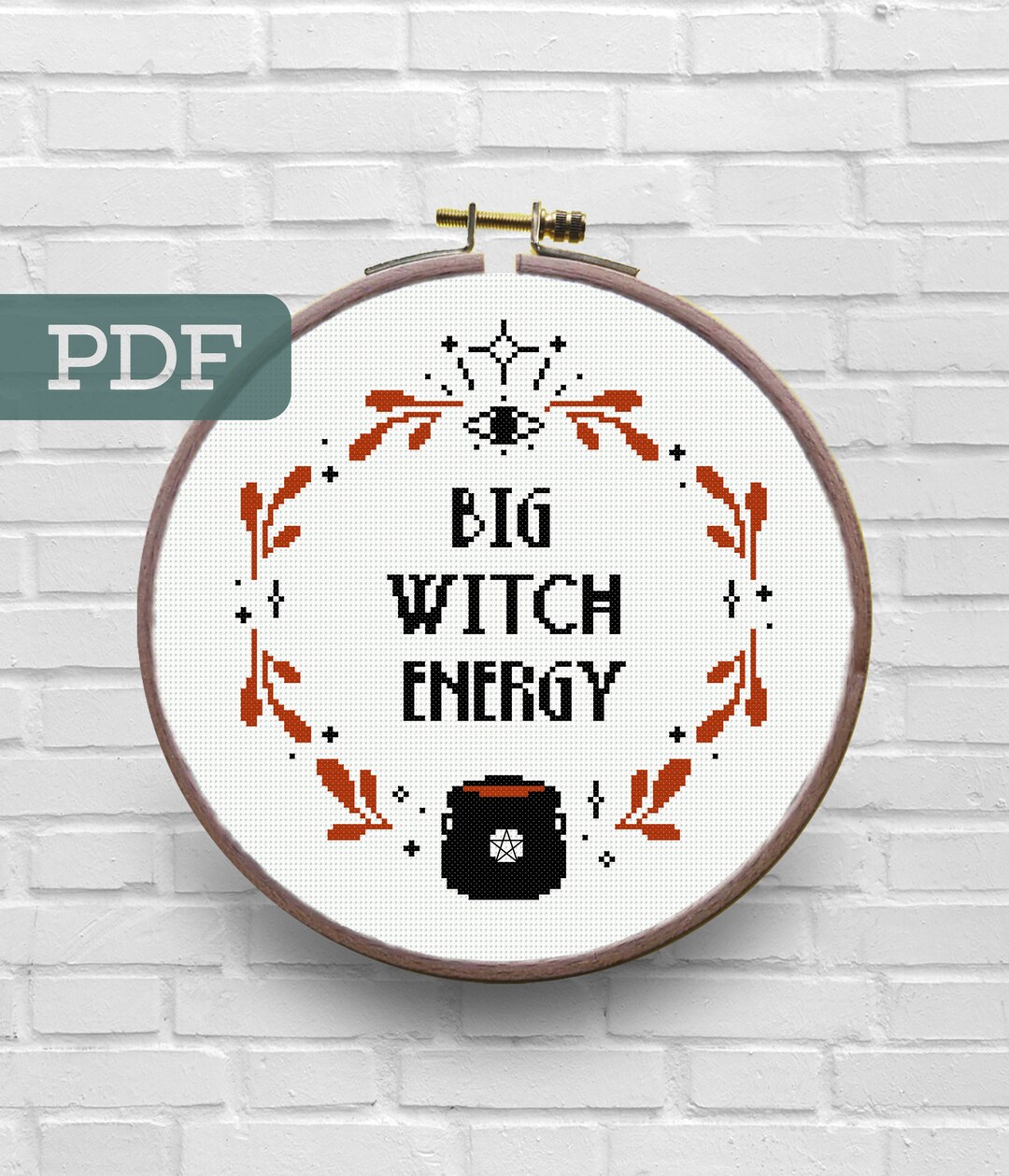 Big Witch Energy Cross Stitch Pattern - Witchy Cross Stitch Pattern ...