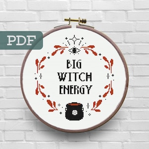 Big Witch Energy Cross Stitch Pattern - Witchy Cross Stitch Pattern ...