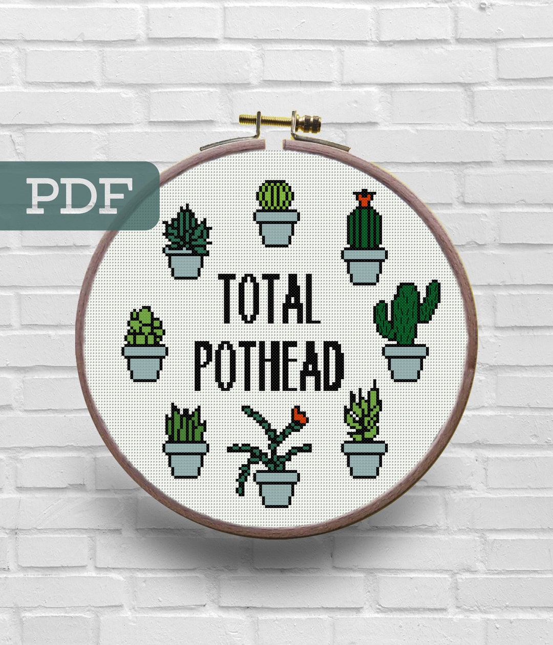 Total Pothead Cross Stitch Pattern Pdf - Plant Cross Stitch Pattern ...
