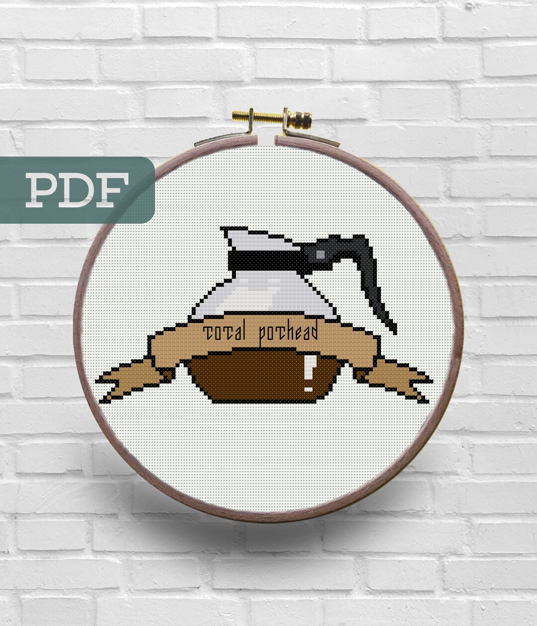 Coffee Pot Cross Stitch Pattern - 'total Pothead' Design (PDF Pattern ...