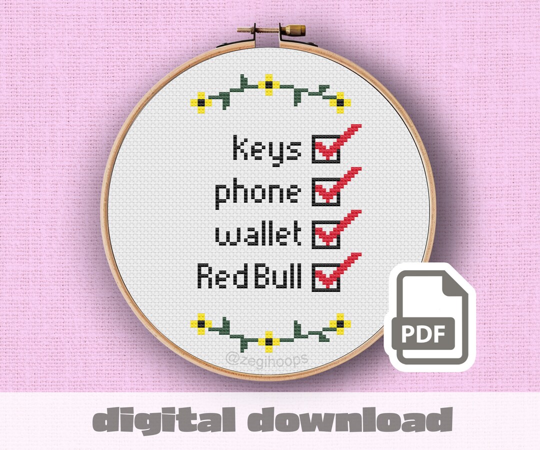 Keys Phone Wallet Red Bull Cross Stitch Pattern - Funny Cross Stitch ...