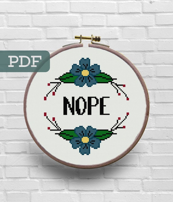 Nope Cross Stitch Pattern Subversive Cross Stitch Pattern - Etsy