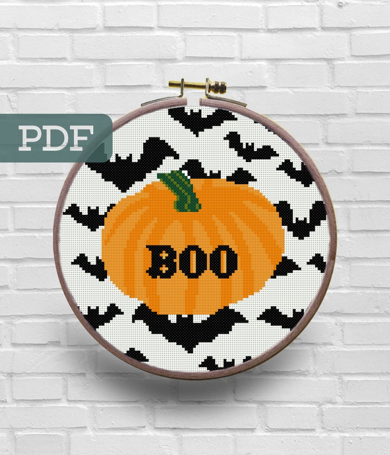 Boo Cross Stitch Pattern Halloween Cross Stitch Pattern - Etsy