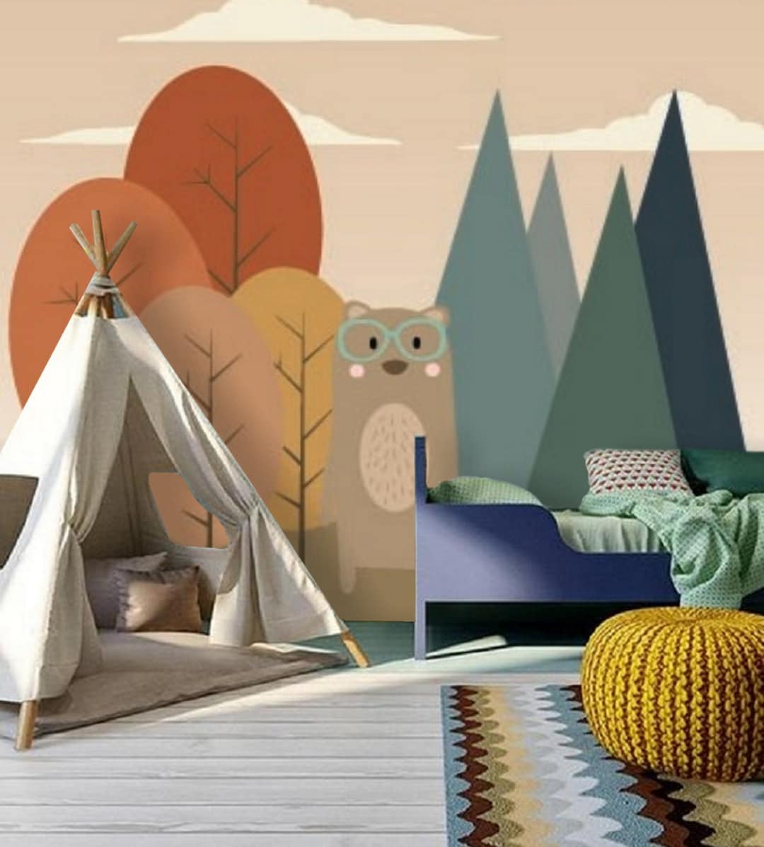 Muted Color Abstract Forest Wallpaper, Removable Peel and Stick ...