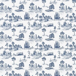 Blue French Toile De Jouy Wallpaper, Removable Peel and Stick Prepasted ...