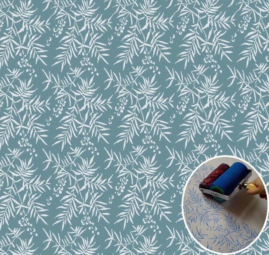 Set of Rowanberry Branch Patterned Paint Roller, Artsy Leaf Pattern ...