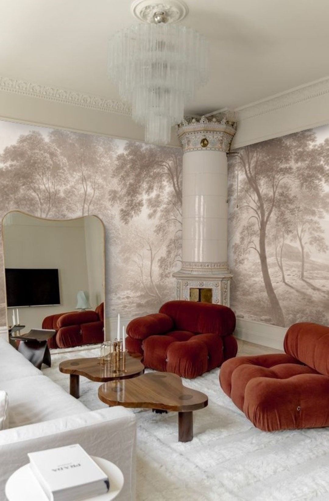 Sepia Landscape Wallpaper, Vintage Scenic Wallpaper, Large Tree Forest ...