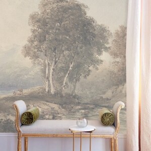 Subtle Wallpaper, Large Panoramic Wall Art, Vintage Scene Wallpaper ...
