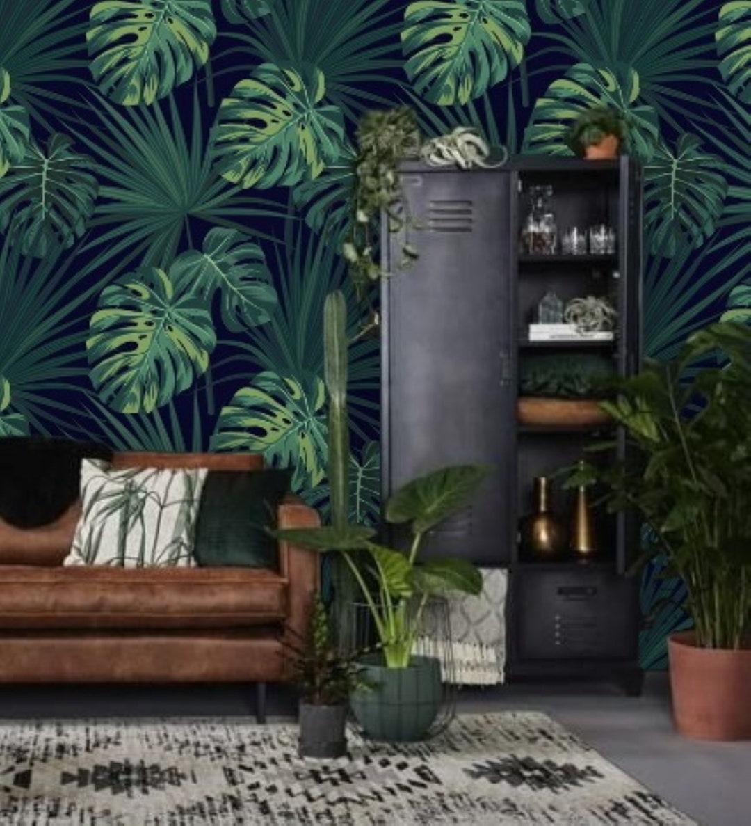 Fern Green Sabal Palm Monstera Leaf Wallpaper, Removable Peel and Stick ...