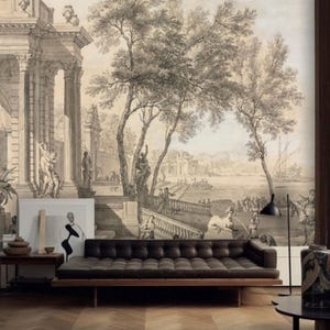 Antique Landscape Wallpaper Mural, Removable Peel and Stick Prepasted ...