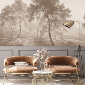Sepia Landscape Wallpaper, Vintage Scenic Wallpaper, Large Tree Forest ...