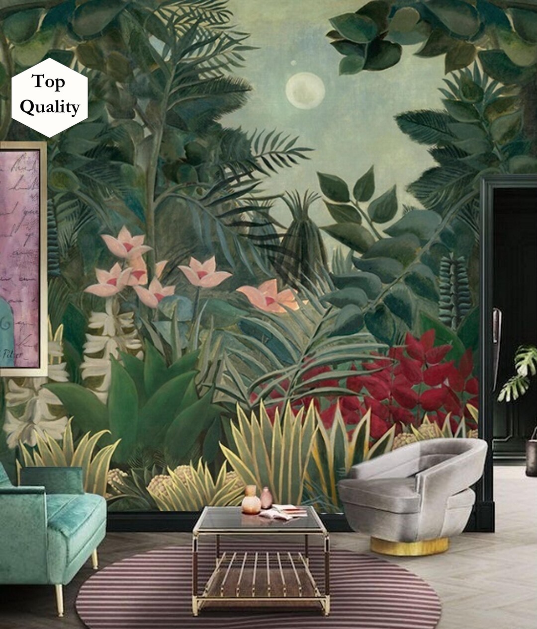 Rousseau Exotic Garden Wallpaper Green, Removable Peel and Stick ...