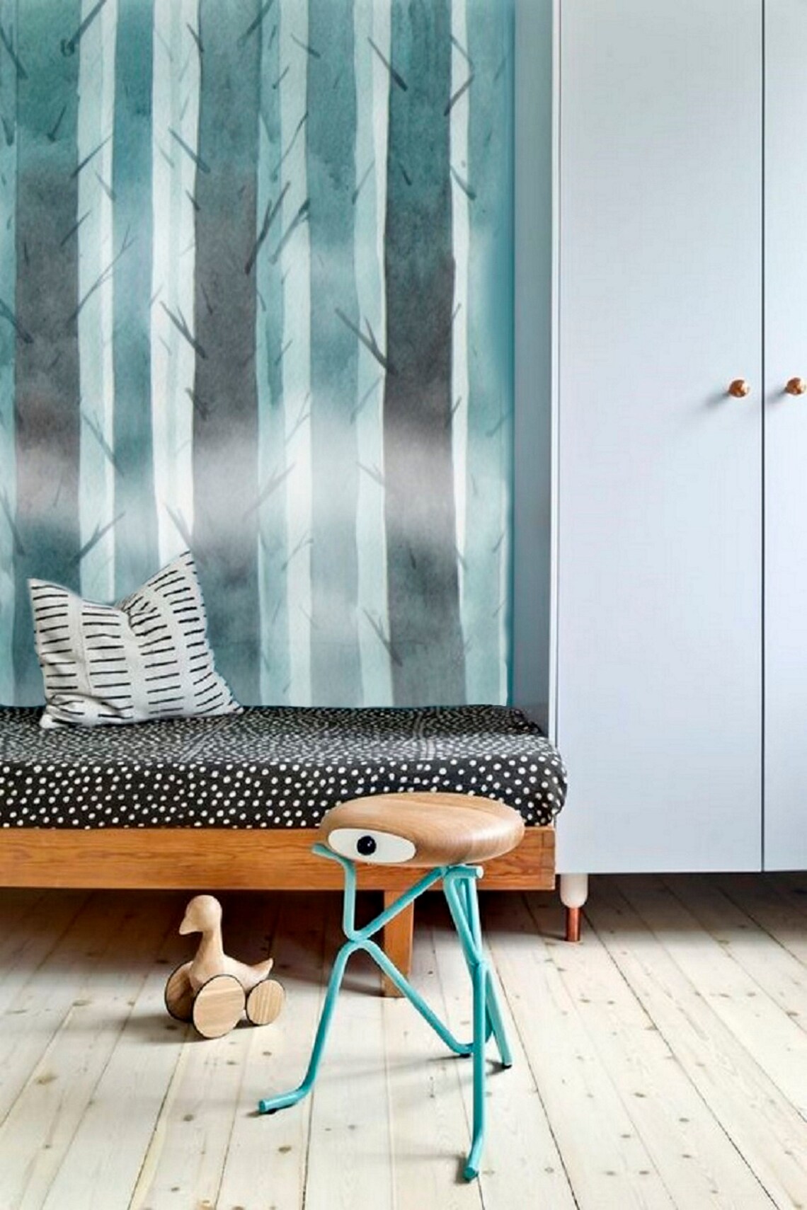 Blue Spooky Bare Trees Wallpaper Mural, Removable Peel and Stick ...